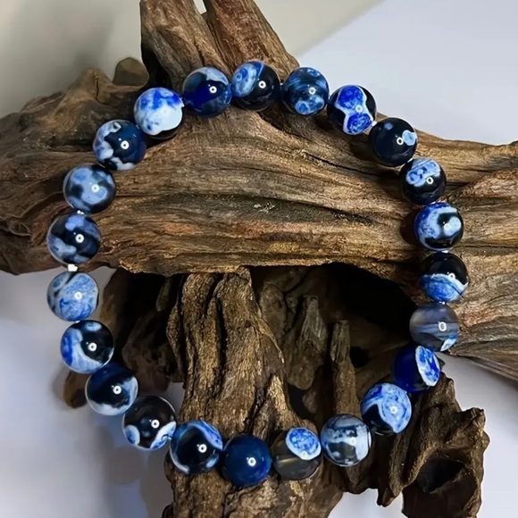 Jewelry | Natural Stone Elegant Blue Beaded Bracelet | Poshmark